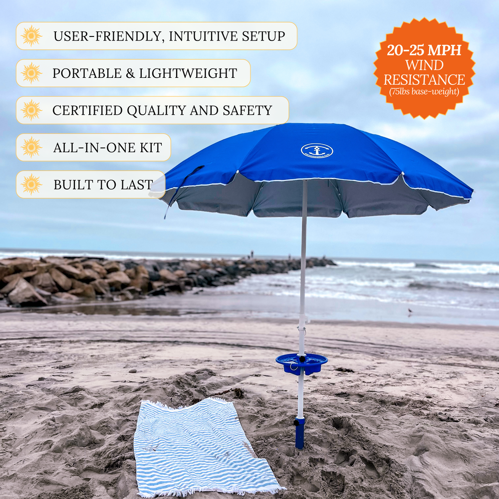 AnchorONE™ Classic Beach Umbrella System | Wind-Resistant Patented ...