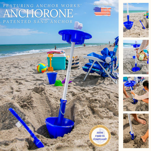 AnchorONE Classic Beach Umbrella System | Wind-Tested Patented Anchor ...